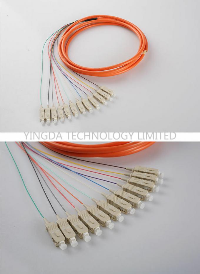 12 Core SC / PC Fiber Optic Pigtail MM