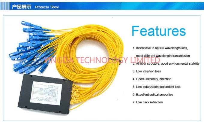 Custom PON 1x32 SC Fiber Optic PLC Splitter Loss / FTTH and CATV Splitter