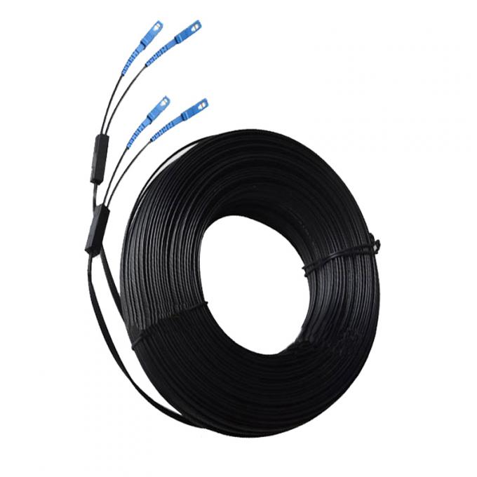 Black 2 Core Single Mode Fiber Patch Cord SC - SC 657A2 Simplex 70M ...