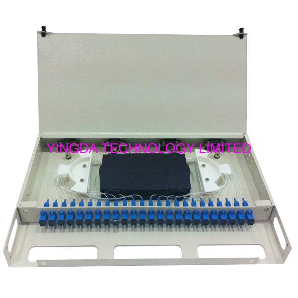 1U 24 Port 19" SC SM 24 Cores Fiber Patch Panel SC Pigtail And SC Adapters