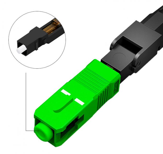 Green SC APC Field Mount Connector Single Mode No Epoxy For FTTB FTTC