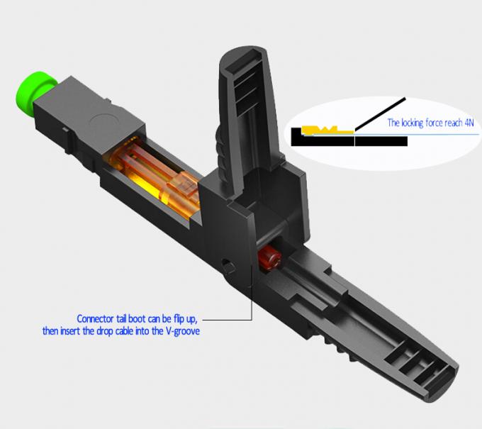 Green SC APC Field Mount Connector Single Mode No Epoxy For FTTB FTTC