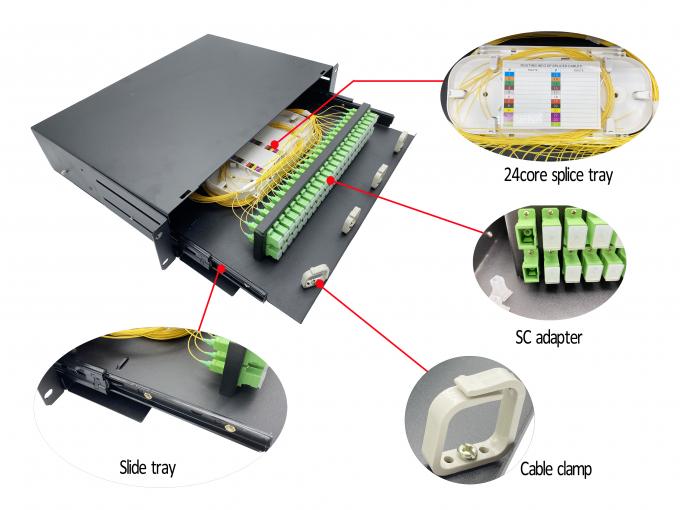 Data Center Cabinet Rack Mount 65dB Fiber Optic Patch Panel