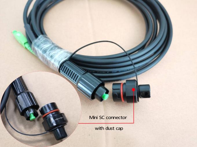 Pre Connectorized SC APC FTTA Fiber Optic Cable 5.0mm G657A2 LSZH 5Mts Black