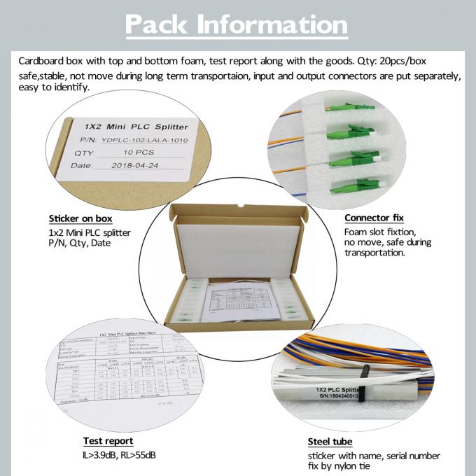 1*2 2way mini fiber optic PLC splitter with corning fiber G675A2 CTO box