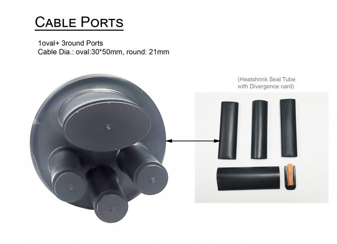 24 Cores Mini FTTH Dome Fiber Optic Splice Closure 1 Oval 3 Round Ports ...