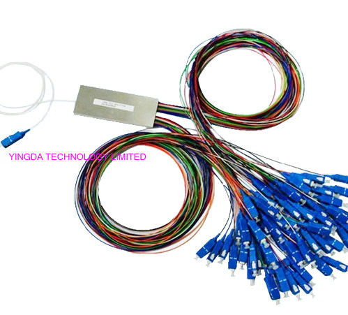Mini Module Steel Tube 1X64 Fiber Optic PLC Splitter SC Blue Connectors