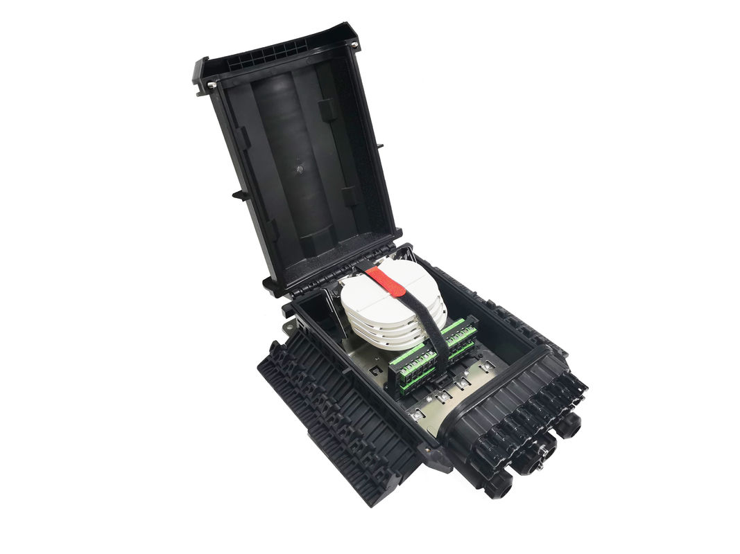 IP68 16Ports Fiber Cable Joint Box , Black PP Fiber Optic Enclosures ...