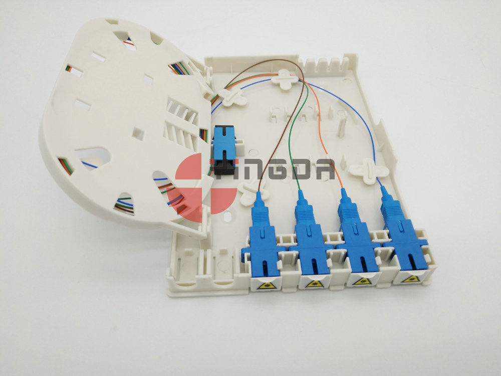 Uncut 4 Fibers Mini Optical Splice Box , ABS White Fiber Terminal Box ...