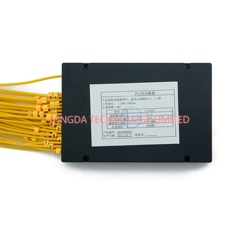 Custom PON 1x32 SC Fiber Optic PLC Splitter Loss / FTTH and CATV Splitter