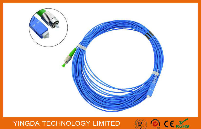 APC Fiber Optic Patch Cord , FC to SC Fiber Patch Cable Blue Singlemode ...