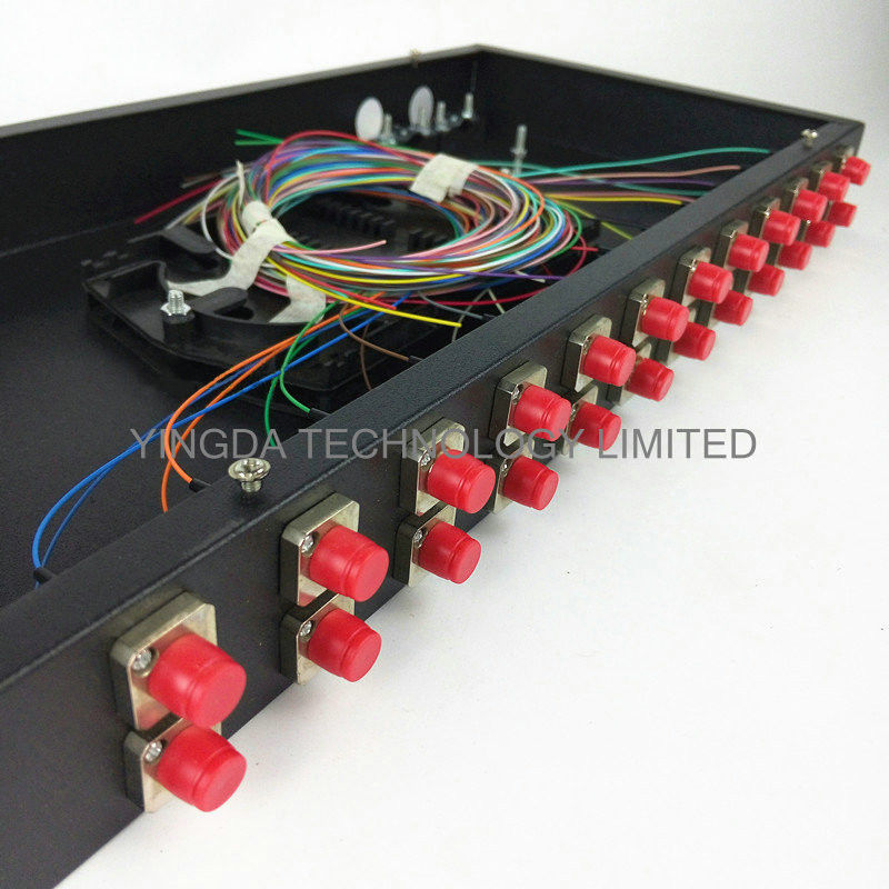 Pre-assembly 24 Port 24 Fibers FC ODF Patch Panel 1U Rack Cabinet Enclosure