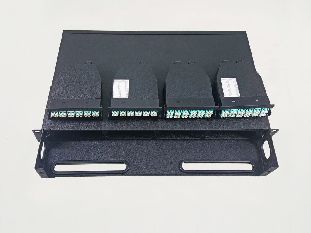96 Cores 1U MPO Patch Panel Enclosure 4 bays wide 24 LC ports MTP ...