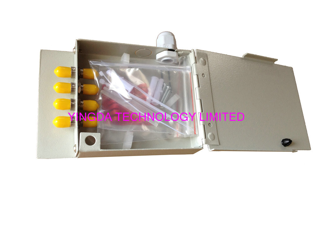 Indoor 4 Port FTTH Fiber Termination Box, 4 Cores ST Fiber Optic Splice ...