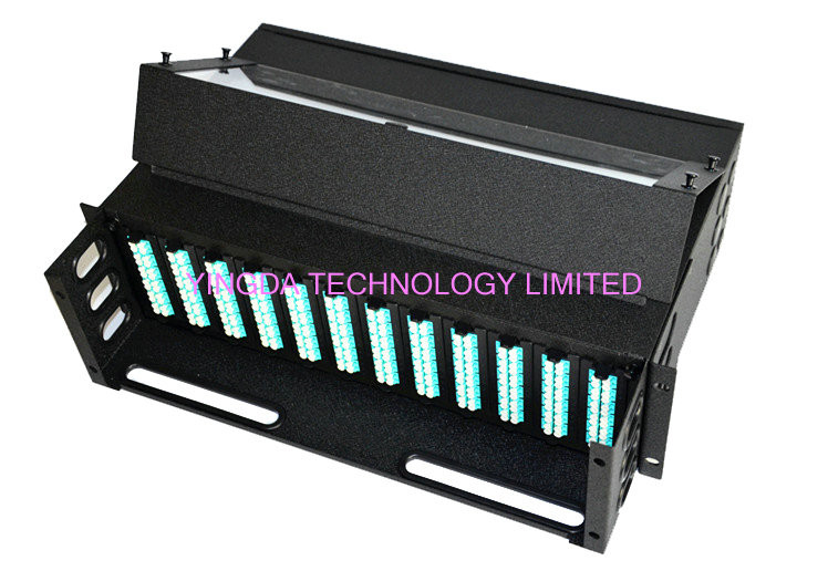 96 Cores 1U MPO Patch Panel Enclosure 4 Bays Wide 24 LC Ports MPO ...