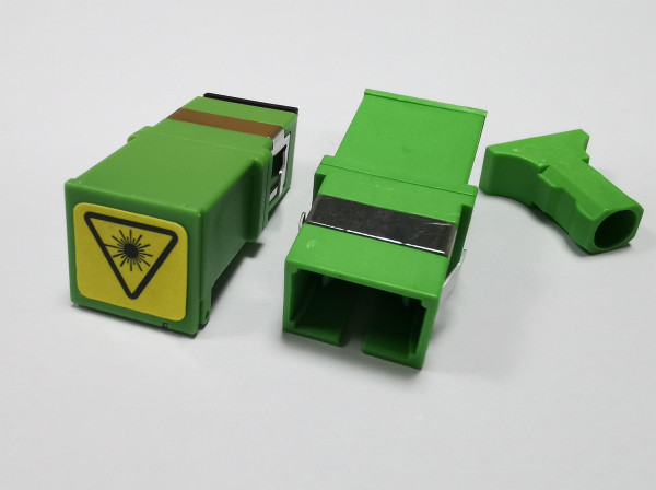 SC APC Fiber Optic Adapter SM Simplex Shutter Without Flange Green