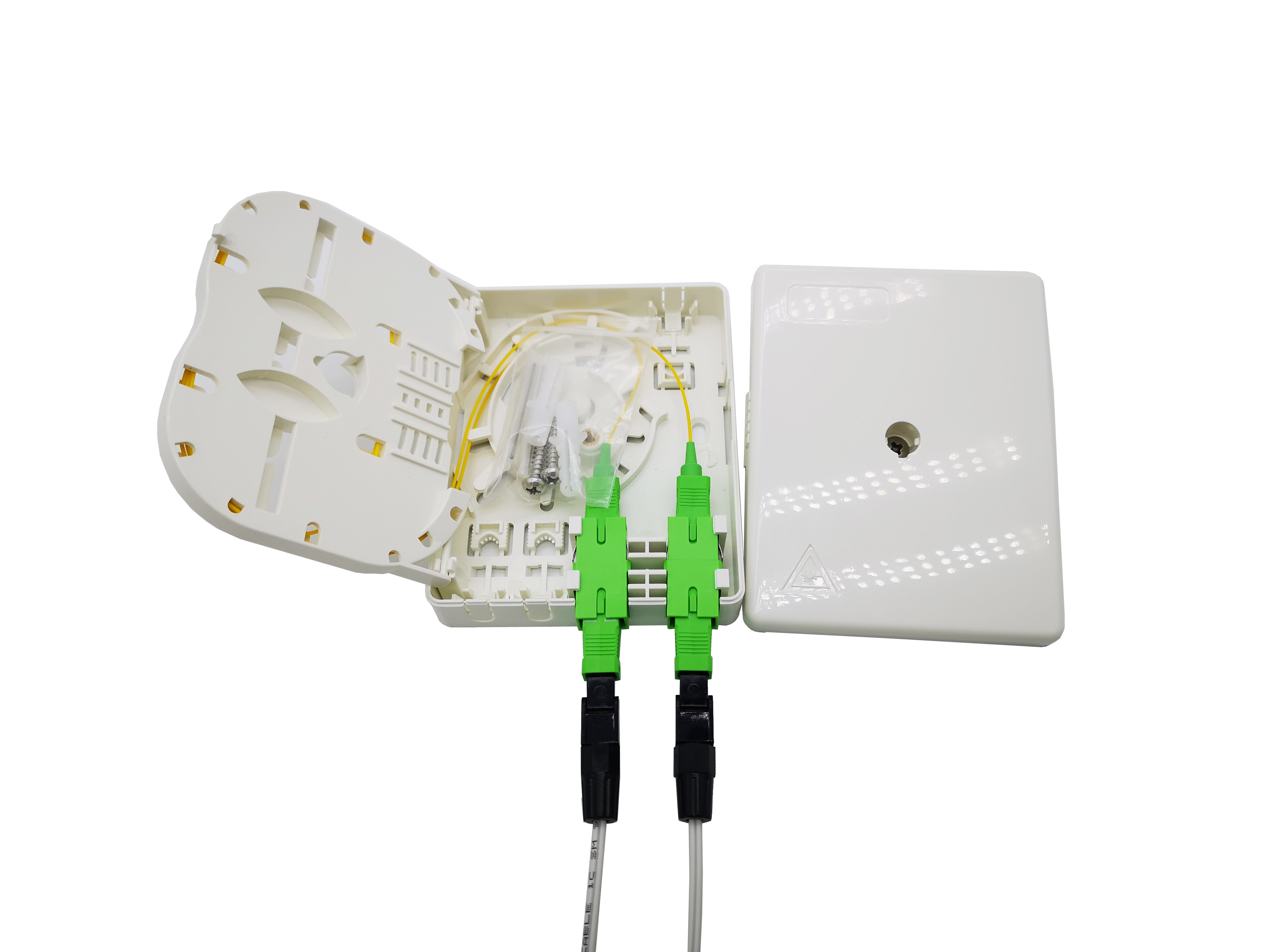2 Ports SC LC Fiber Optic Termination Box White ABS Indoor Wall Mounted ...