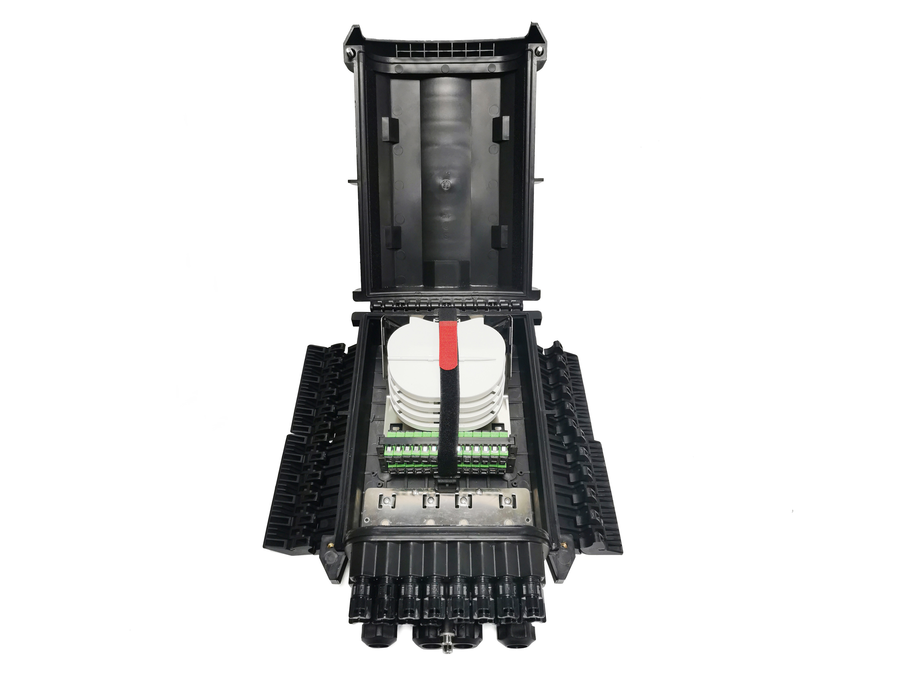 IP68 16Ports FTTH Drop Cable Fiber Optic Splice Closure Black PP ...