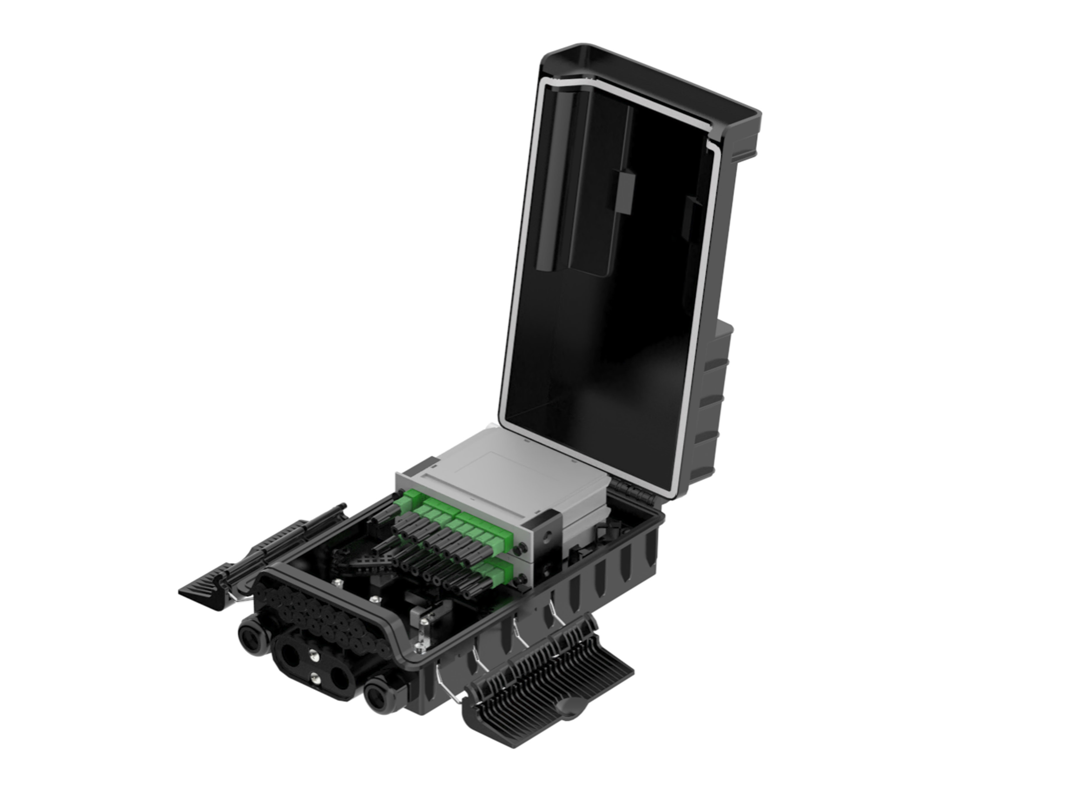 FTTH NAP CTO 1x16 Fiber Optic Splitter Distribution Box FAT Black Wall ...