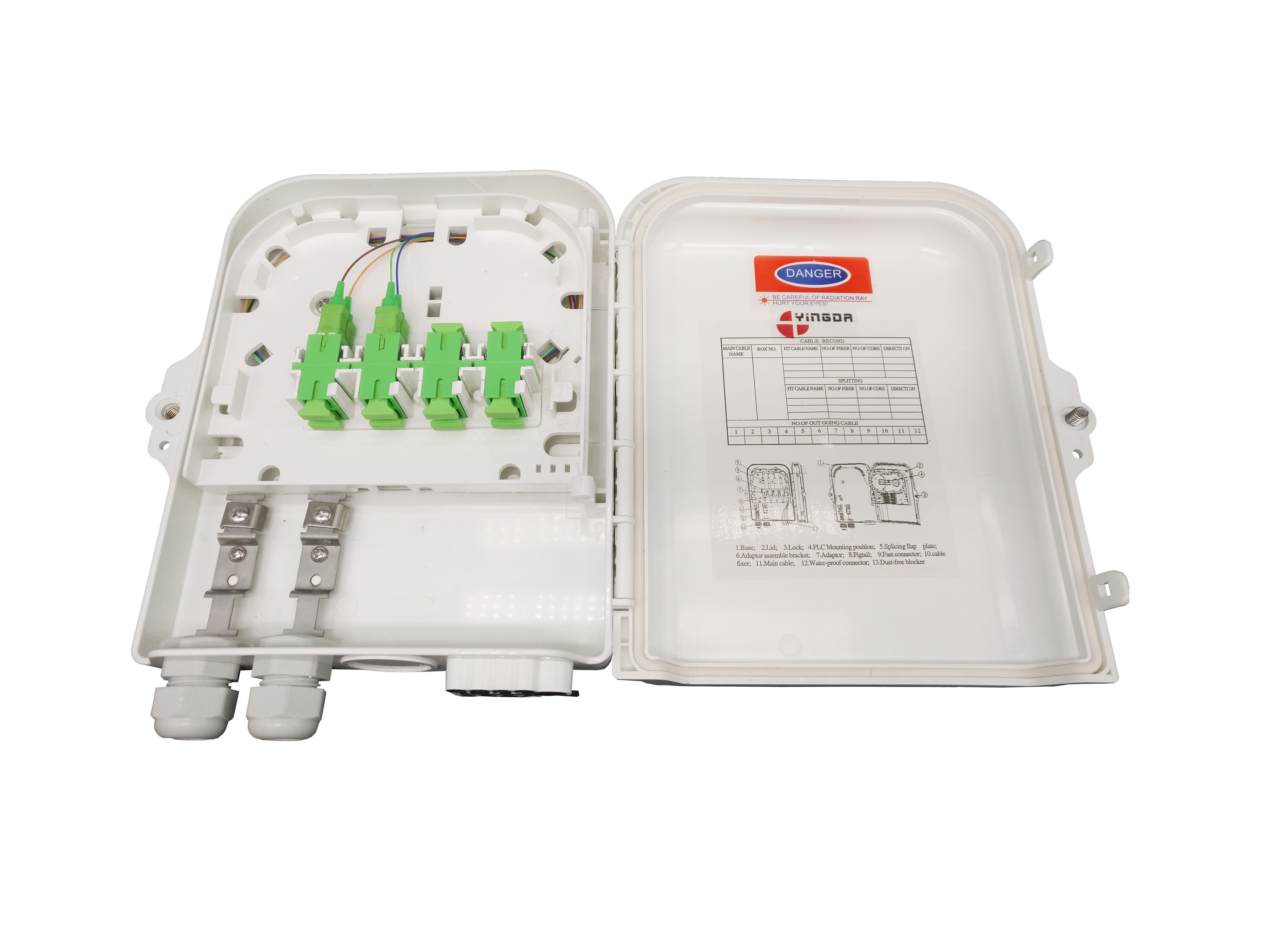 YINGDA FTTH 8 Cores Plastic Pole Mounting Fiber Optic Splitter ...