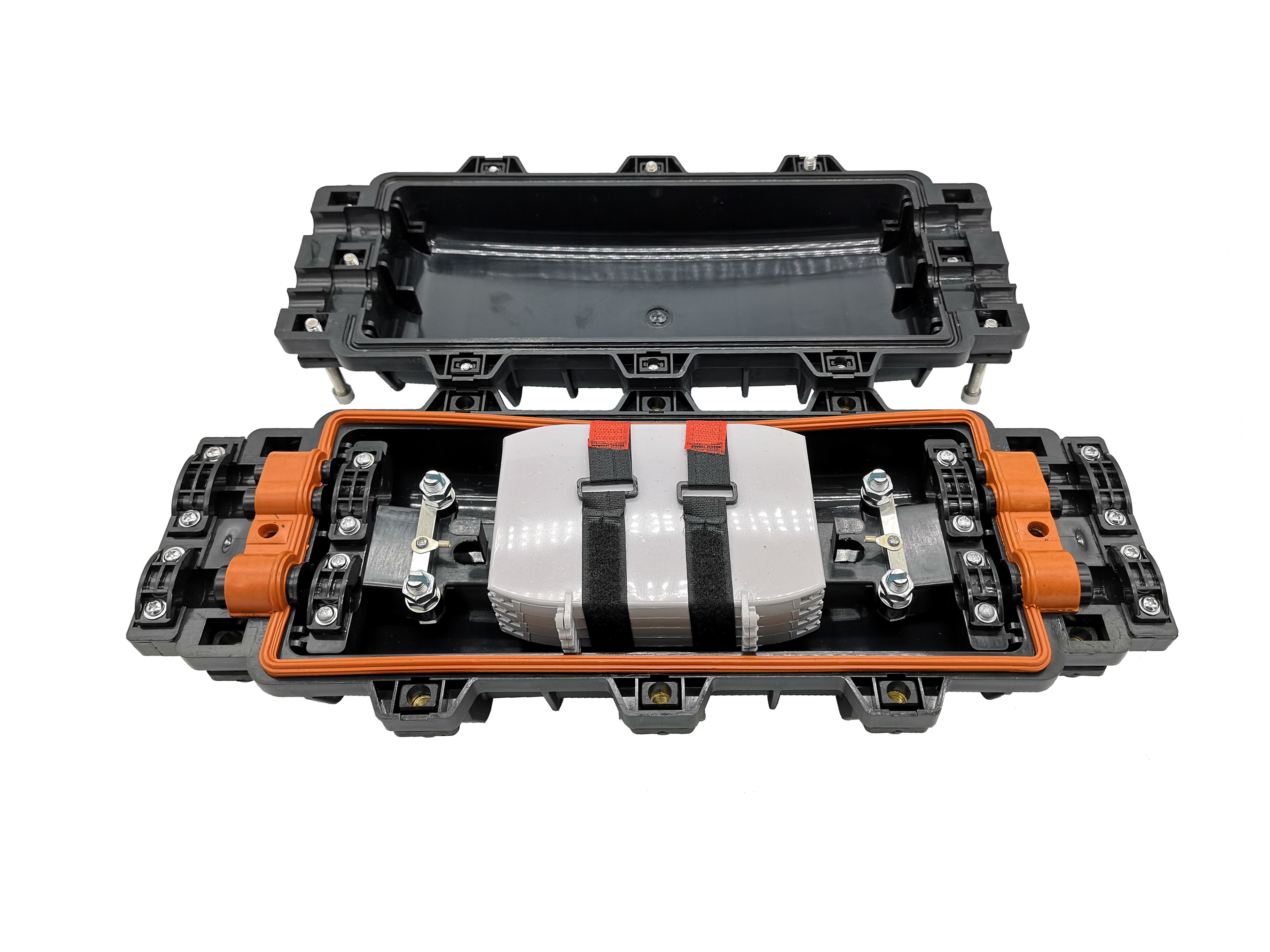 Black Fiber Optic Joint Closure 24 Fiber Splice Tray For Manhole ...