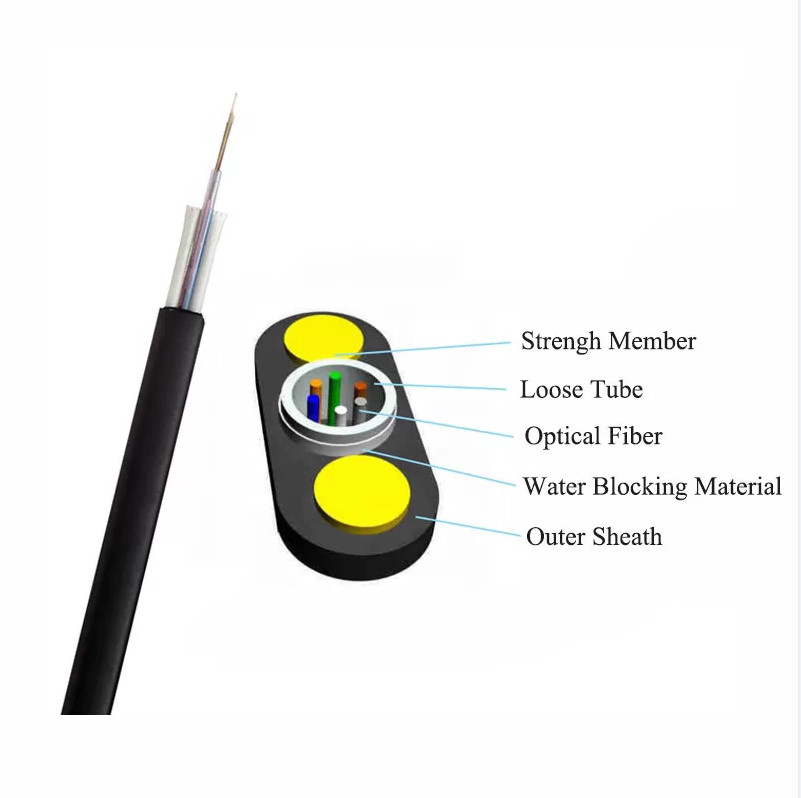 FTTH Uni-Tube 12Cores Flat Drop Cable Fiber Optic Cable 5*6mm FRP ...