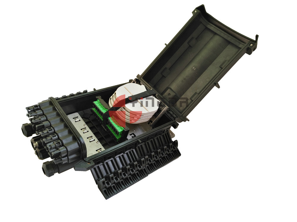 16 Outputs Fiber Cable Joint Box , Black 1 x 16 Splitter Optical Fiber ...