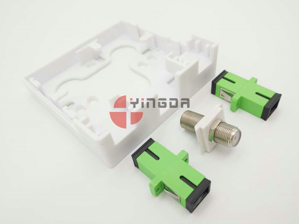 2 Port Socket Panel for SC Fiber Adapter Fiber Optic Terminal Box White ...