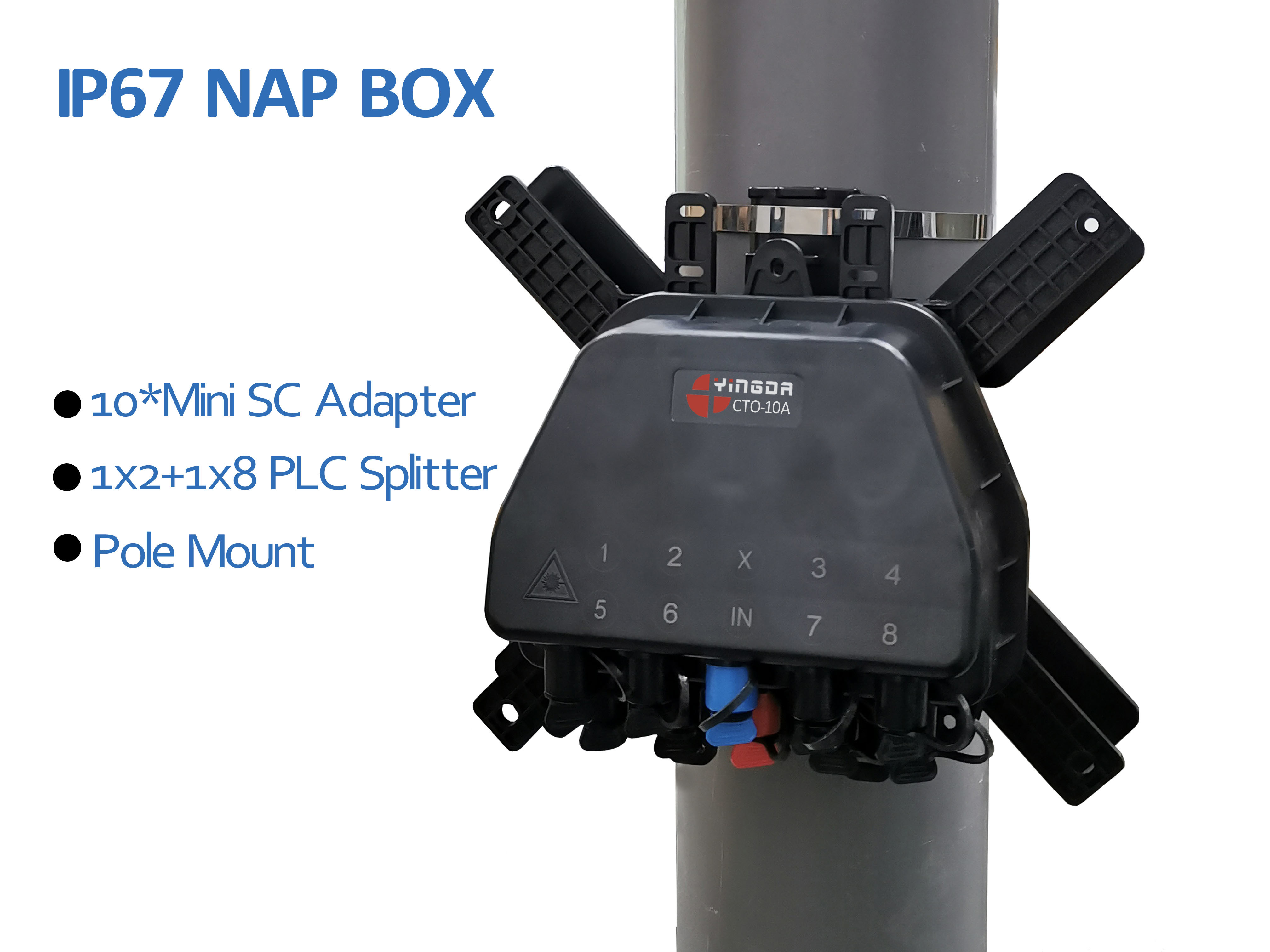 Pole Mount Air Unbalanced NAP 8 out SC/APC CTO 1X8 1X2 Splitter Fiber ...
