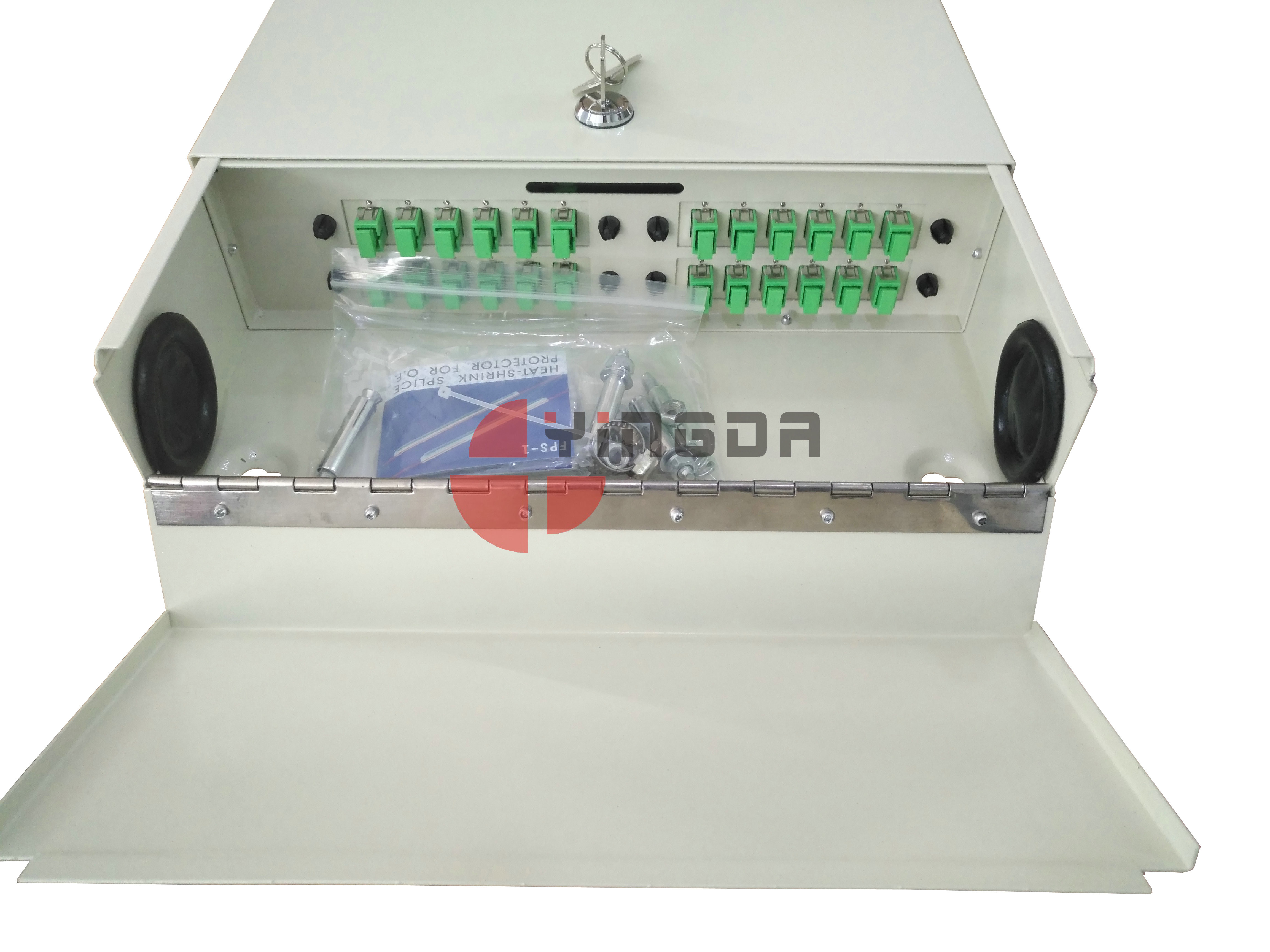 Waterproof 4 Ports 2 Door Fiber Optic Patch Panel ODF Wall Mounted With ...