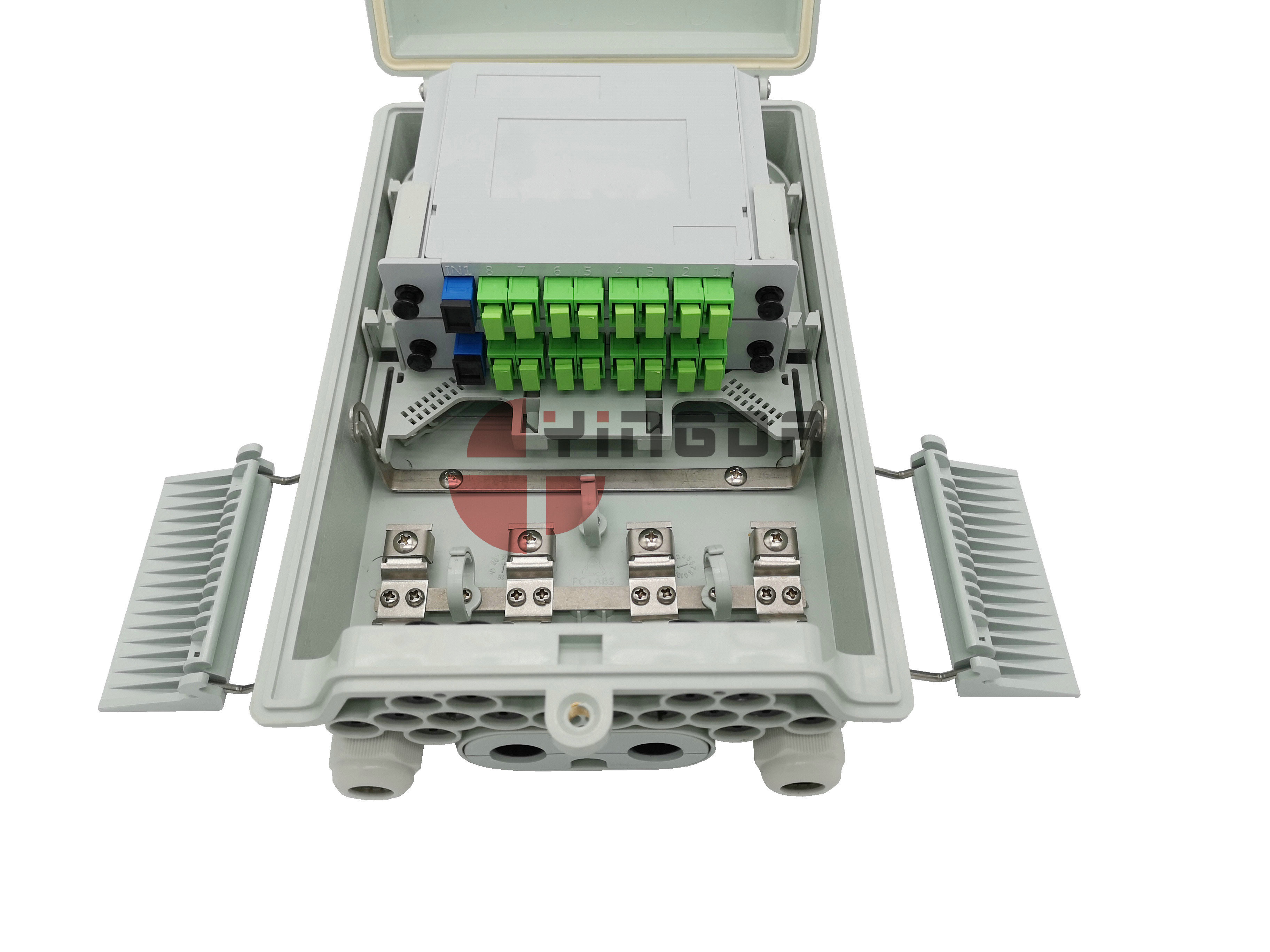 NAP FDB Fiber Optic Splitter Box 16 Ports Wall / Pole Mount Gray Color ...