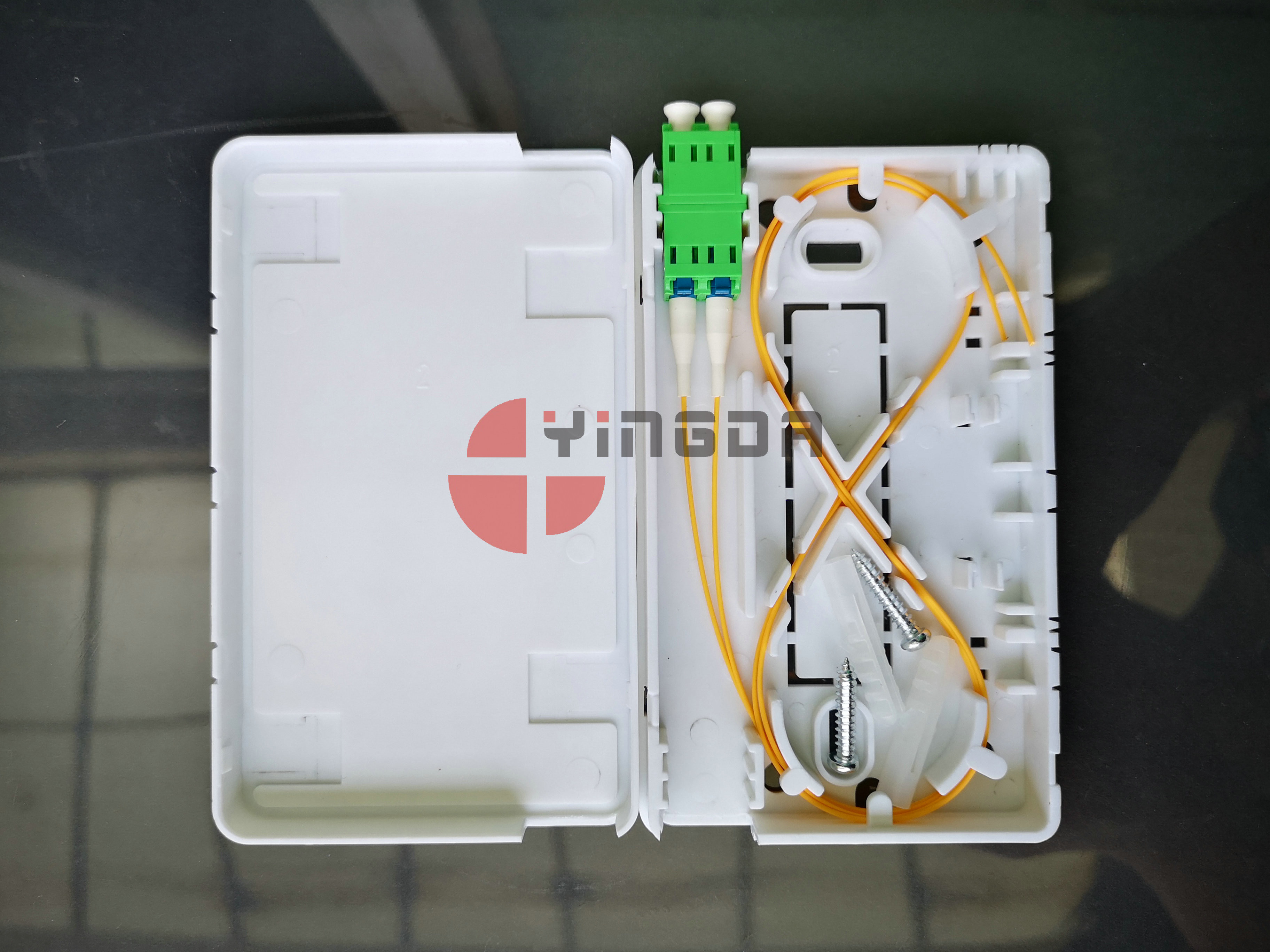 2 Port LC/APC Duplex Optical Fiber End User Subscriber Box Plastic Wall ...