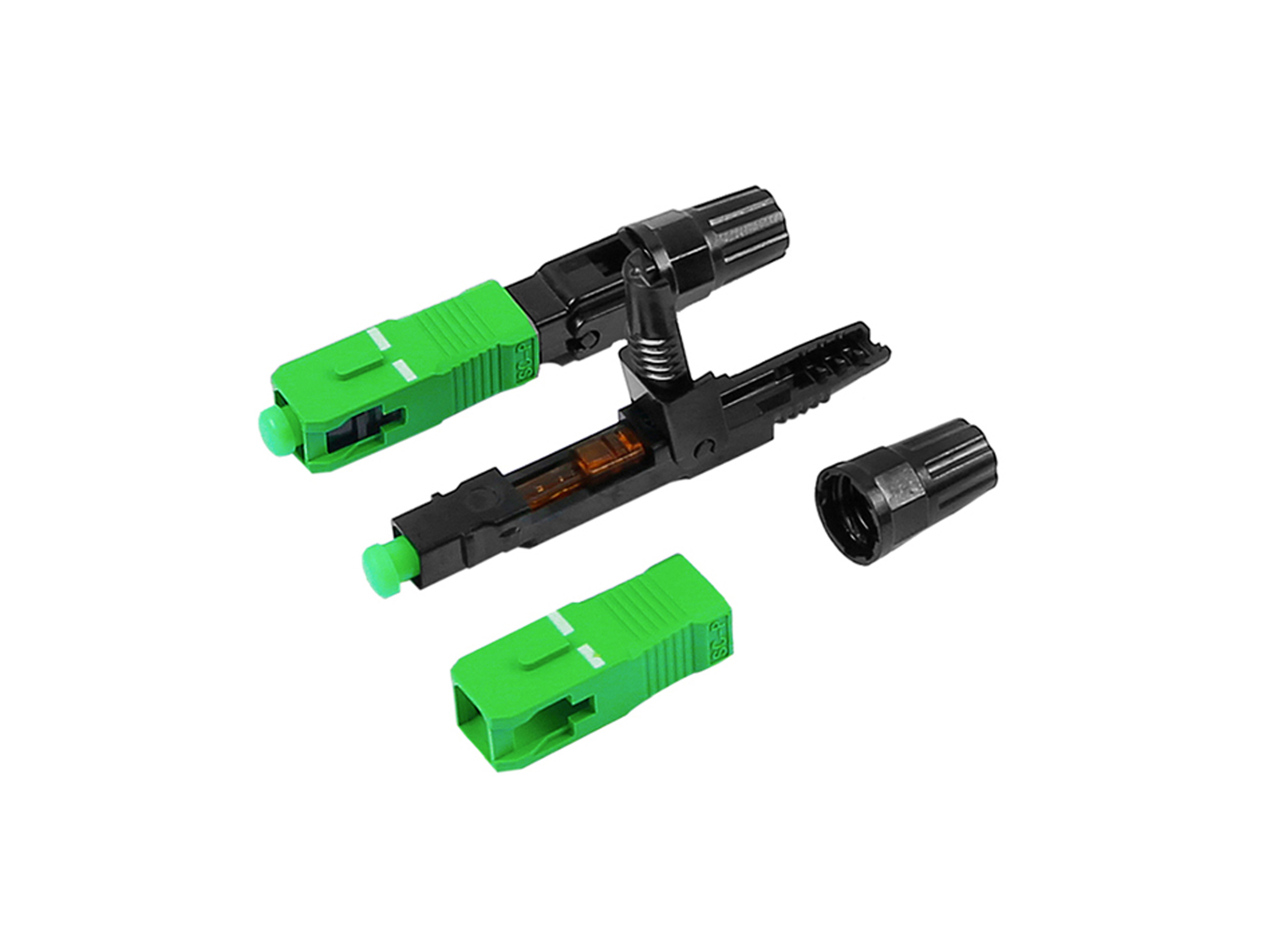 Green SC APC Field Mount Connector Single Mode No Epoxy For FTTB FTTC