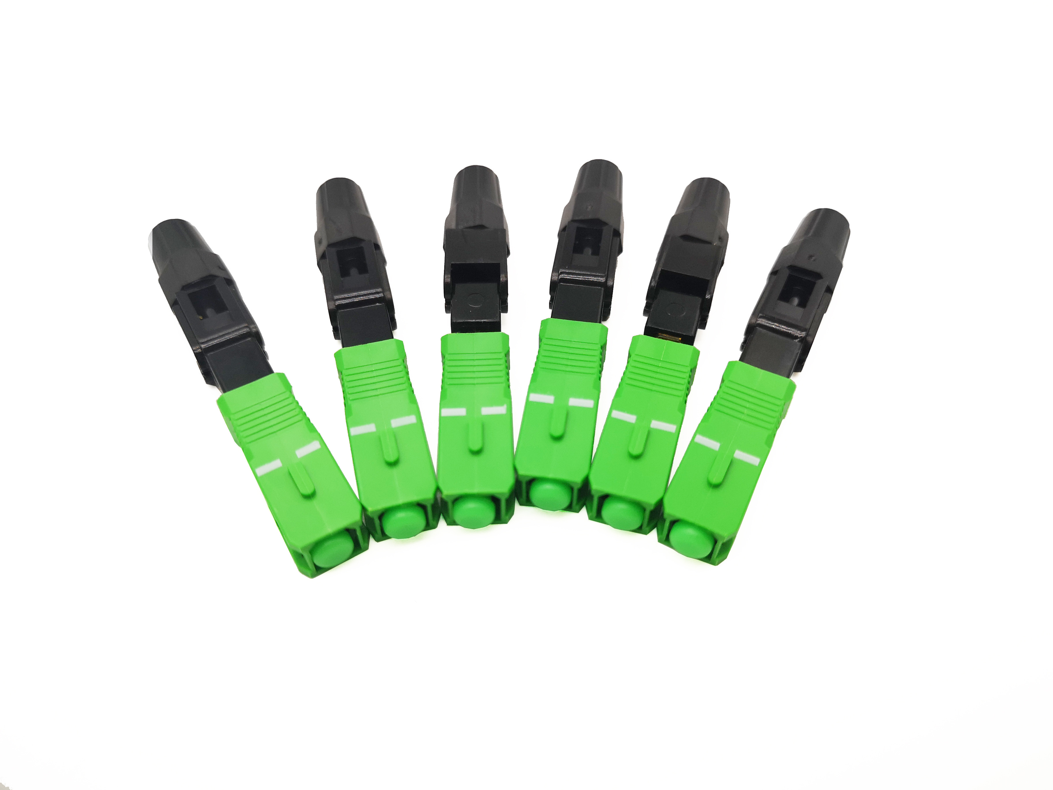 Green SC APC Field Mount Connector Single Mode No Epoxy For FTTB FTTC