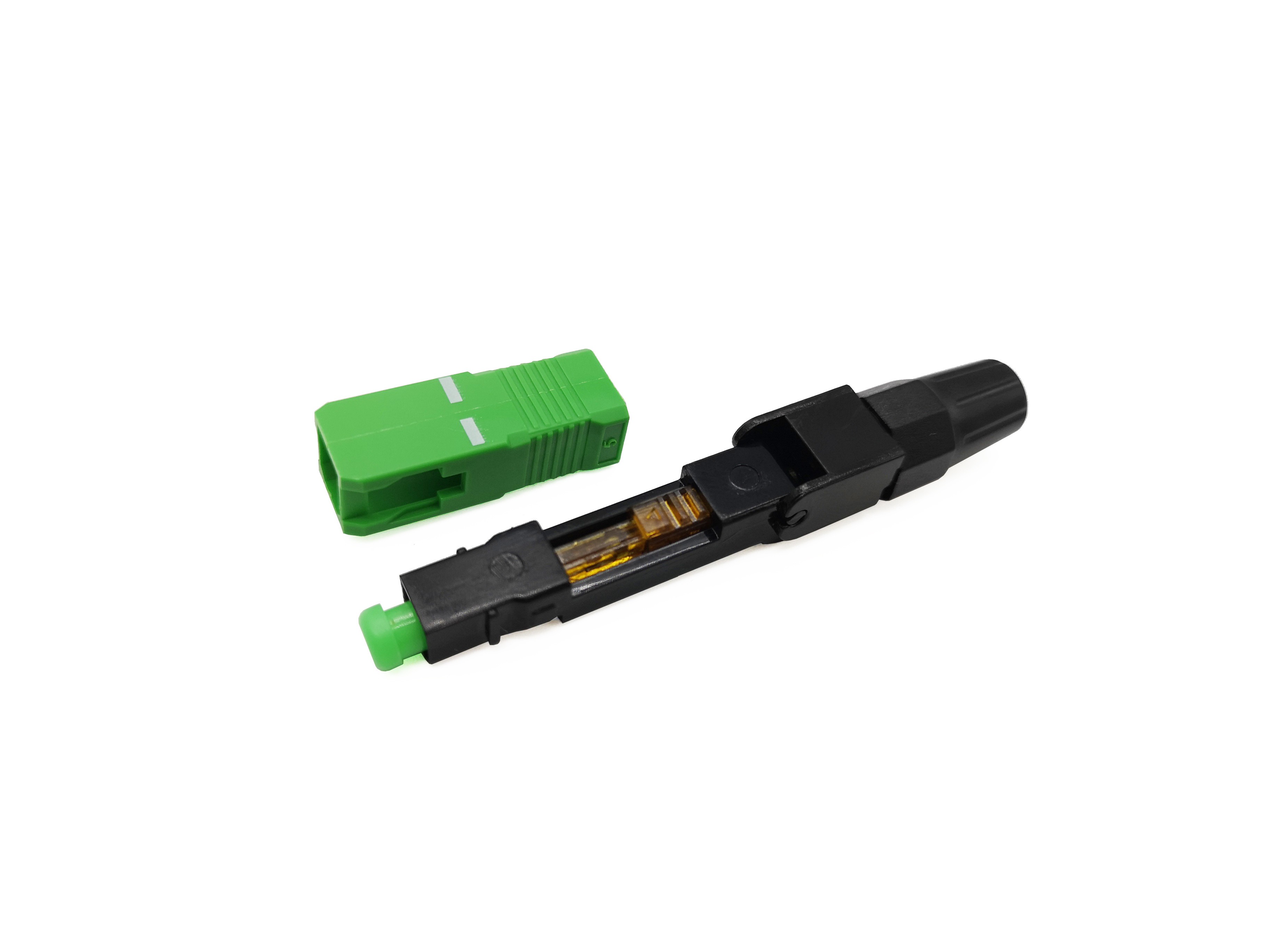 Green SC APC Field Mount Connector Single Mode No Epoxy For FTTB FTTC