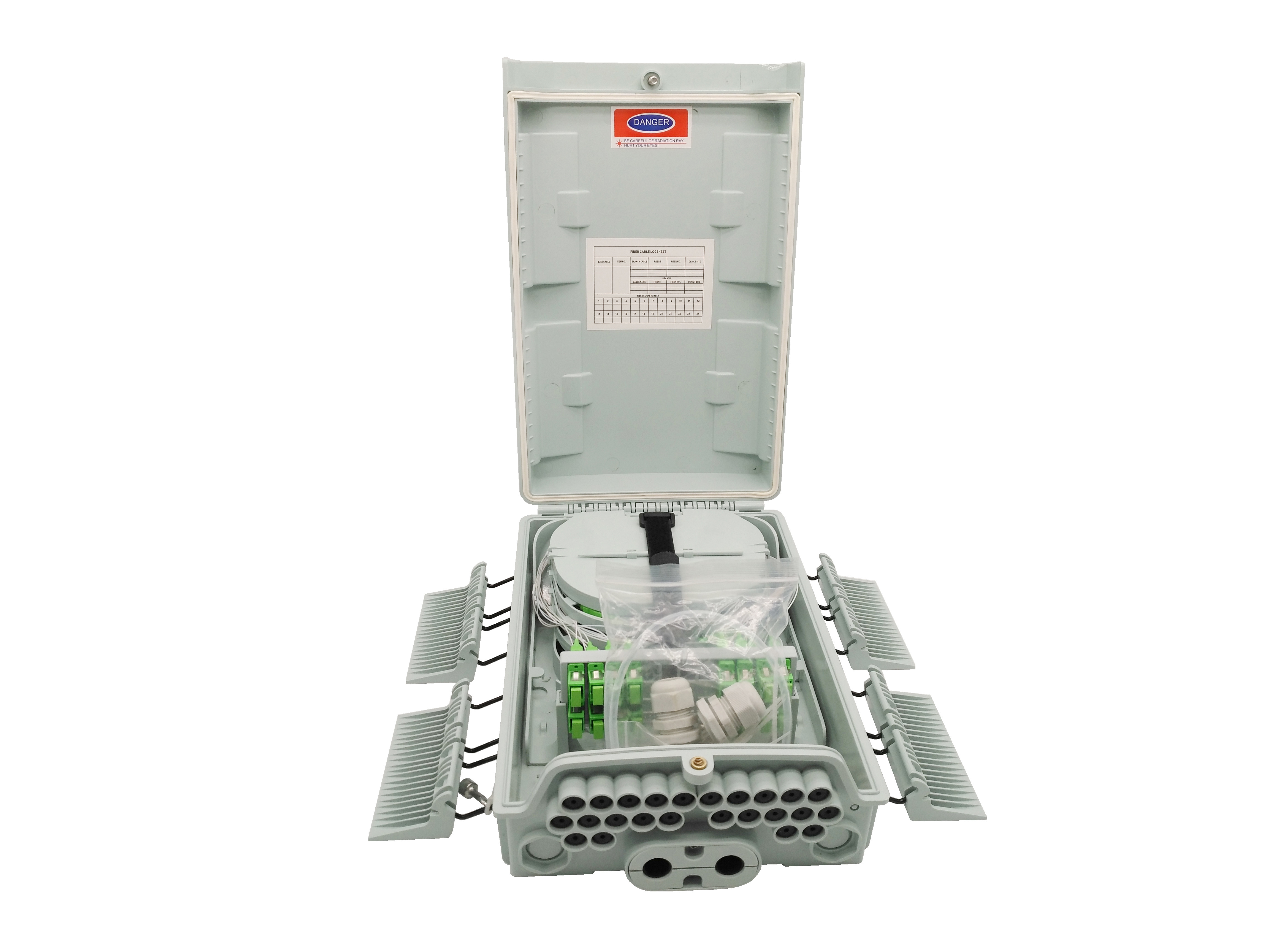 Pole & Wall Mounted Fiber Optic Distribution Box 24 Ports with 1x16 PLC ...