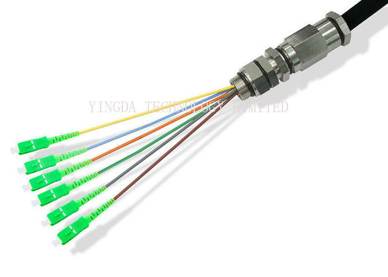 Waterproof Fiber optic Pigtails 6 Core SC / APC singlemode 9/125 um OS2 ...