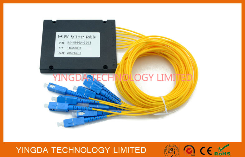 GPON Single Mode Fiber Optic PLC Splitter 1x 8, PLC Splitter Module SC 1.5M