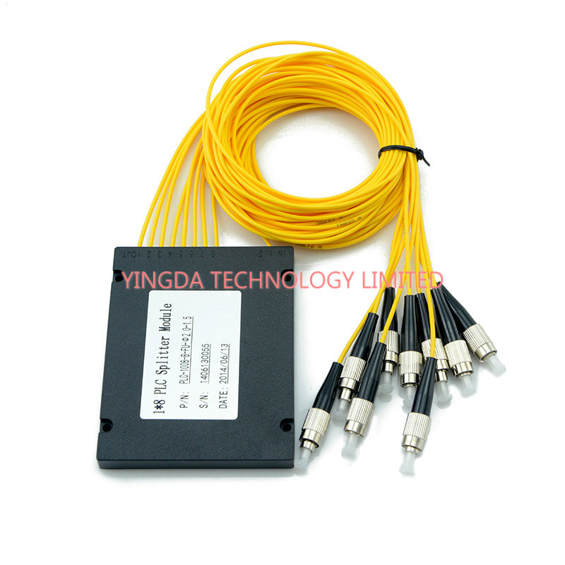 1*8 Fiber Optical Splitter Module , Plastic Box 100×80×10mm 1.5M G657A1 ...
