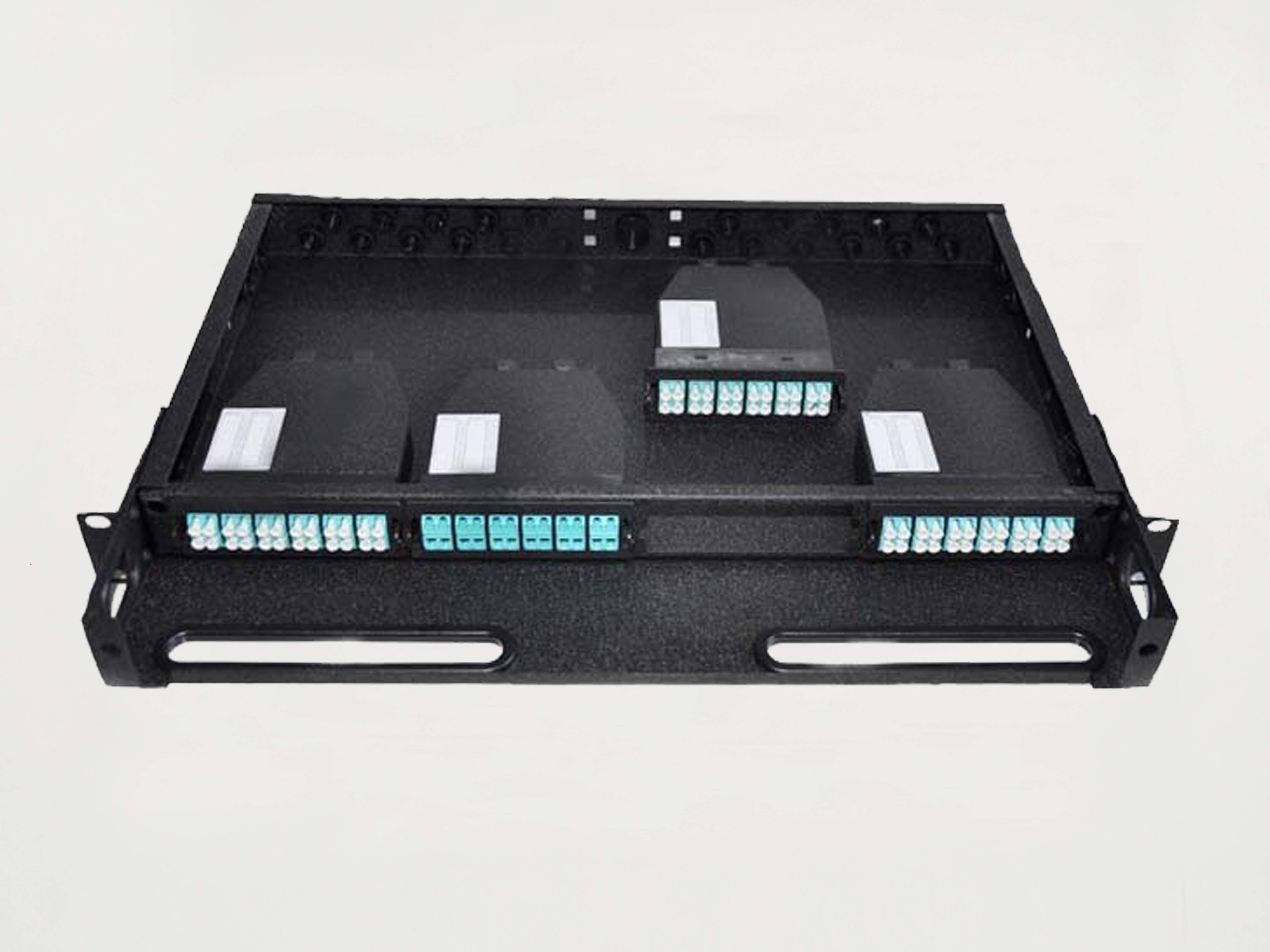 96 Cores 1U MPO Patch Panel Enclosure 4 bays wide 24 LC ports MTP ...