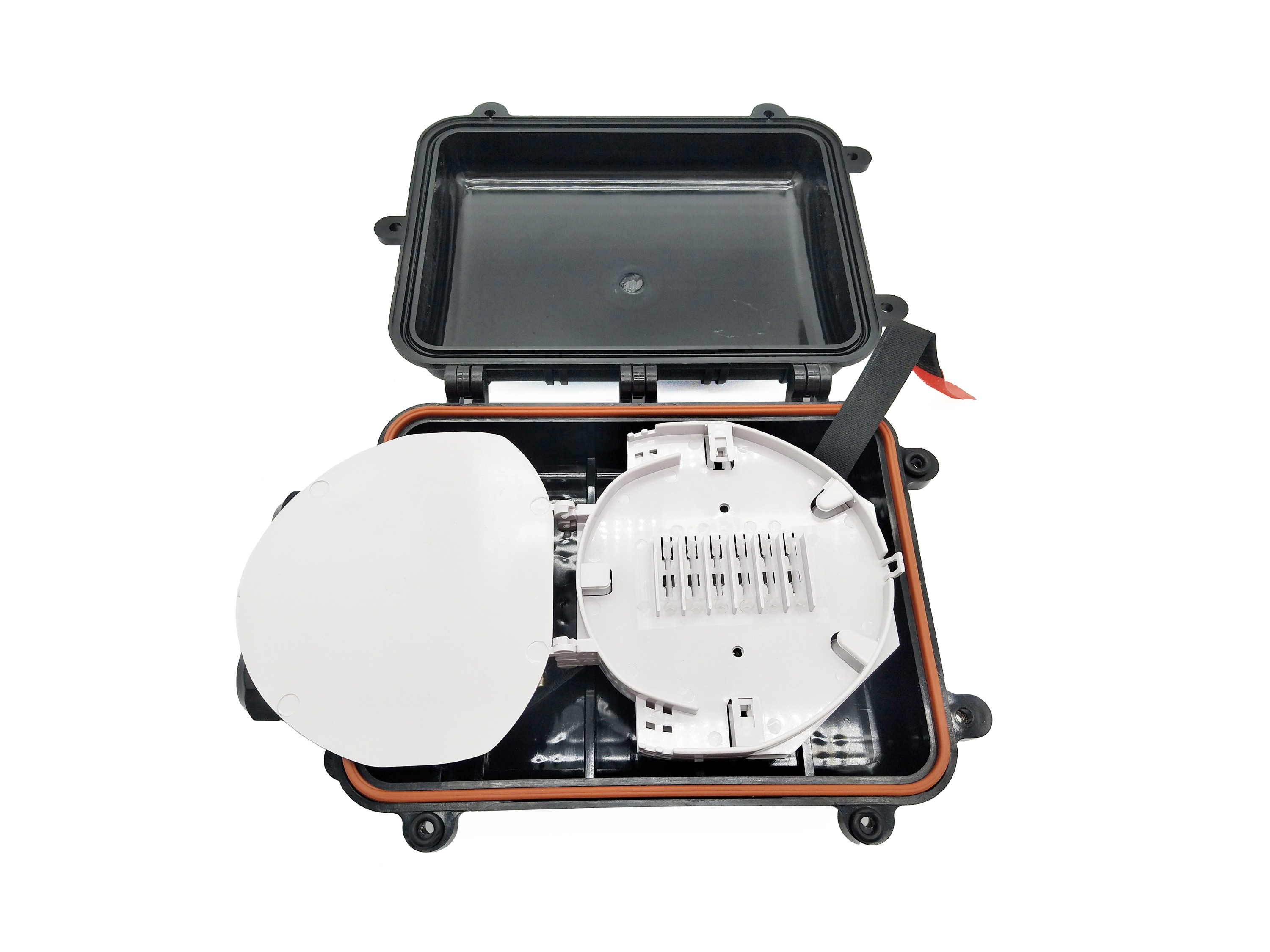 24F 48F Optical Fiber Joint Enclosure Horizontal Inline 2 Cable Glands ...
