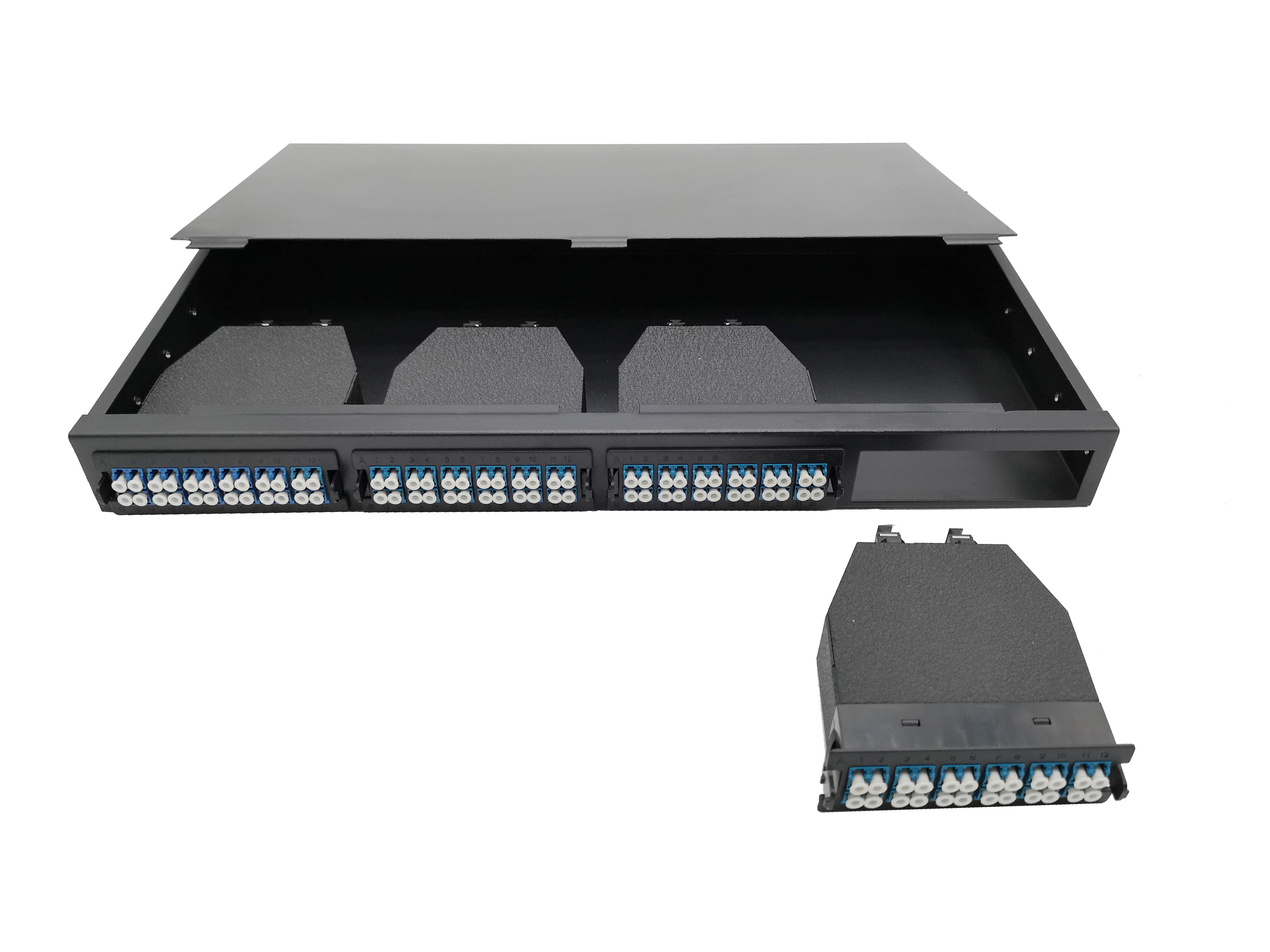 1U Rack Mount MTP MPO Patch Panel 19 inch ODF 96 Fiber Optic MPO LC Cable